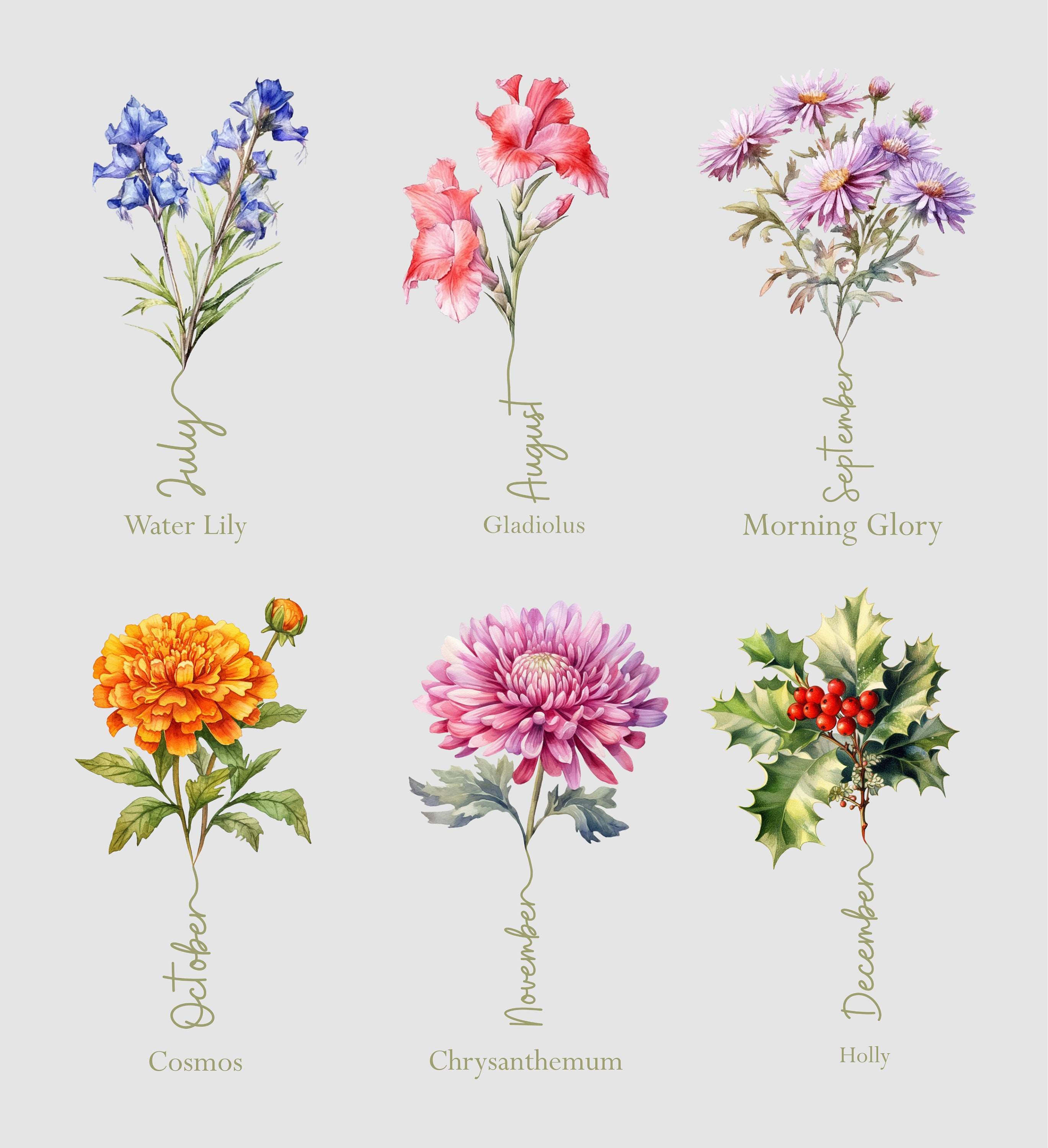 Personalized Name Birth Flower Coffee Cup, Personalized Birth Flower ...