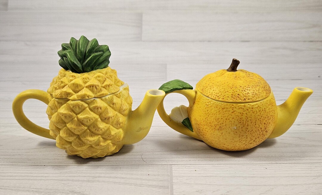 Vintage 1994 Enesco Mini Half Teapots, Enesco Fruit Miniature Tea Pots ...