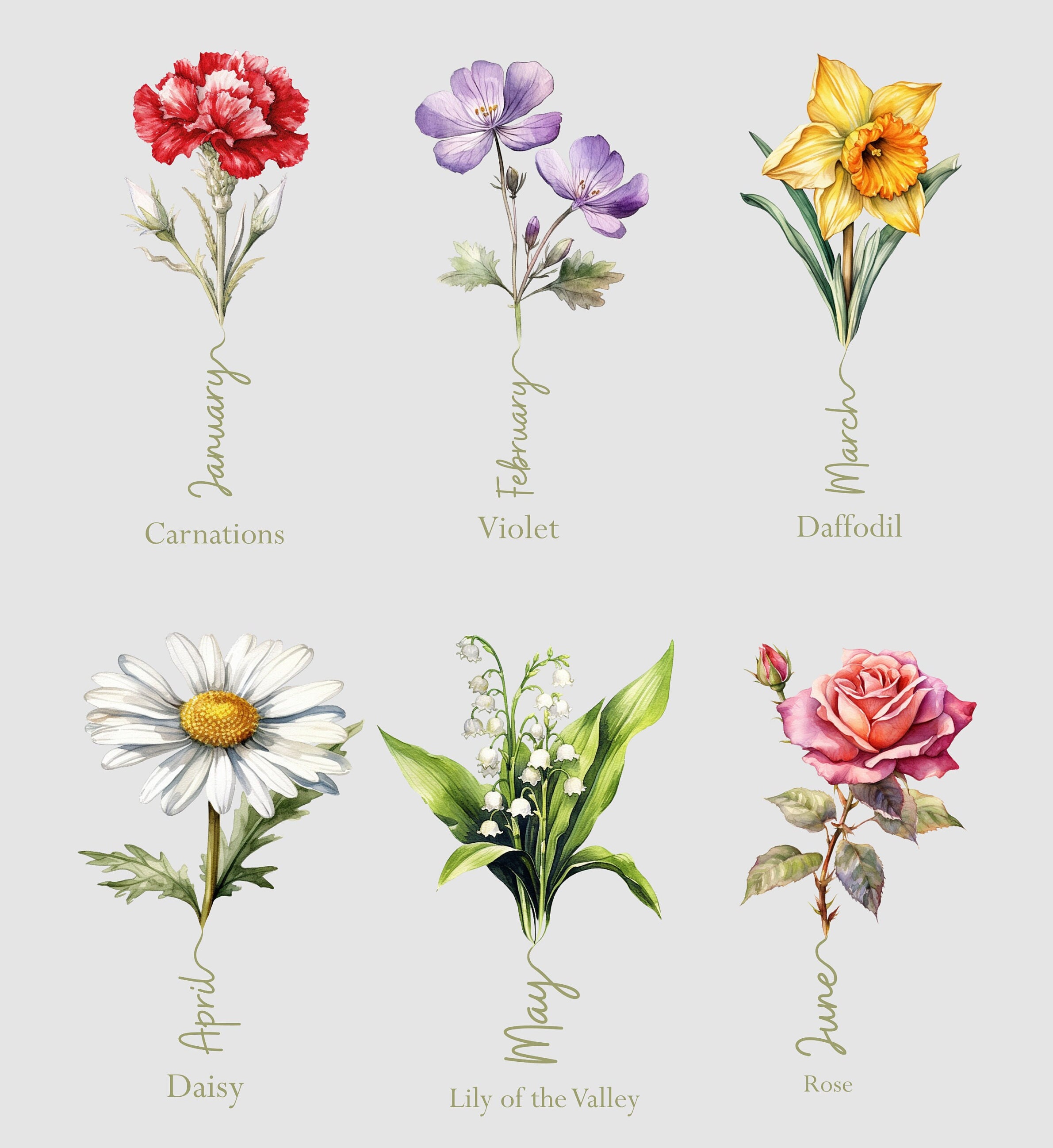 Personalized Name Birth Flower Coffee Cup, Personalized Birth Flower ...