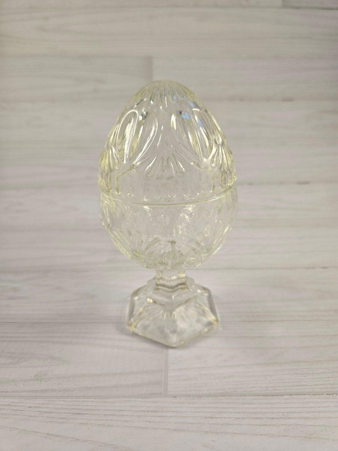 Vintage Avon Glass Egg Trinket Box, Avon Pressed Glass Crystal Egg ...