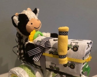 Tractor Diaper Cake Farm Themed Baby Shower Barnyard Baby Shower ...