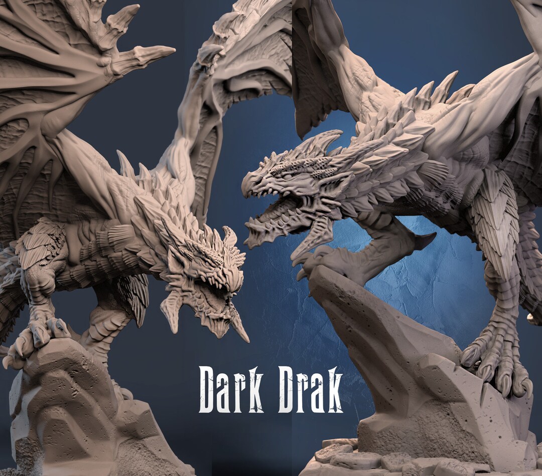 Dark Drak Wyvern Dragun Studios 3D Printed Minis Hyperfine Resin Dnd ...