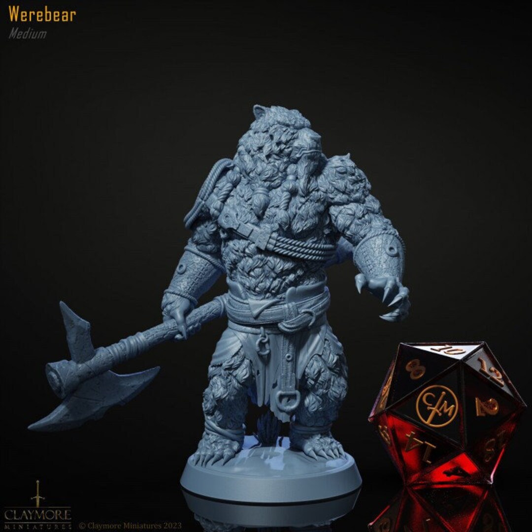 Werebear Claymore Miniatures 3D Printed Miniature Tough Resin - Etsy