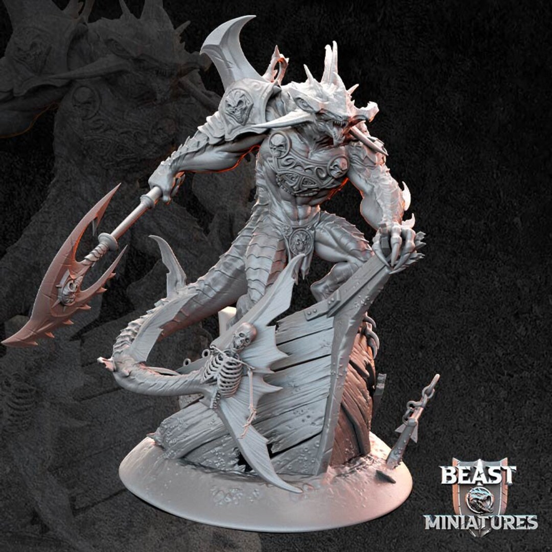 Fiskfjäll Sharkfolk 3D Printed Miniature Beast Miniatures - Etsy