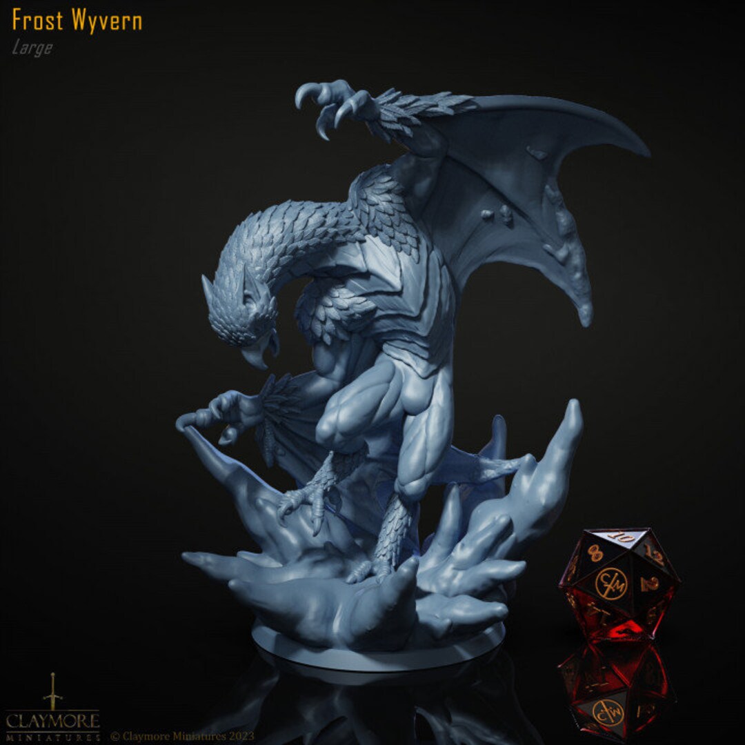Frost Wyvern Claymore Miniatures 3d Printed Miniature Tough Resin Etsy