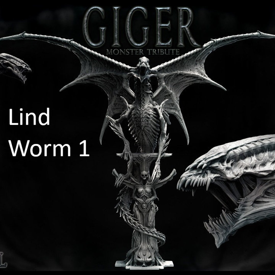 HR Giger Tribute Lindworm Mini Monster Mayhem 3D Printed Minis Tough ...