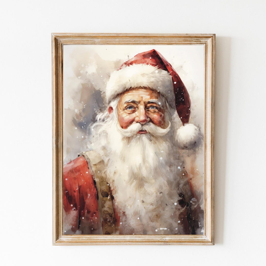 Vintage Santa Painting, Christmas Printable, Aesthetic Christmas ...