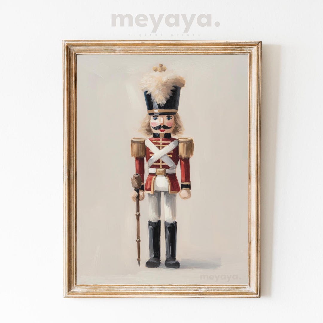 Christmas Nutcracker Print: Neutral Holiday Decor, Xmas Nursery Wall ...