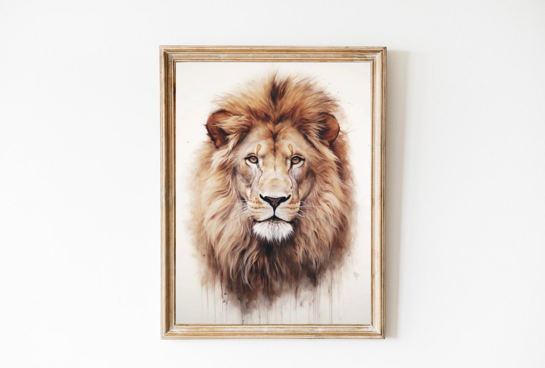 Lion Face Printable Wall Art, Lion Print, Wildlife Print Decor, Animal ...