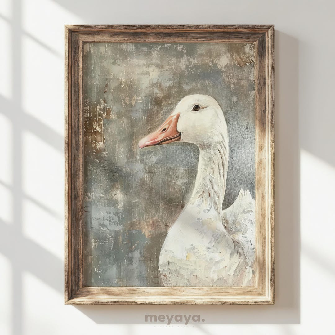 Vintage Goose Portrait Print: Neutral Cottagecore Farmhouse Decor ...