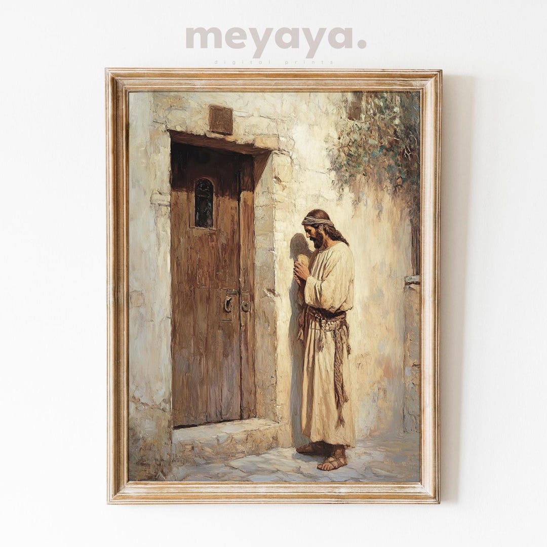 Vintage Jesus Christ Knocking Painting: Christian Easter Art Print ...