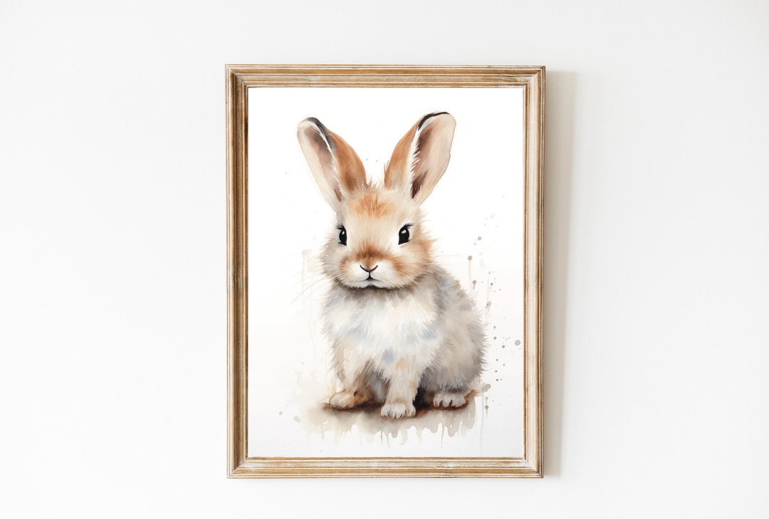 Watercolor Bunny Print, Nursery Baby Bunny Printable, Baby Shower Gift ...