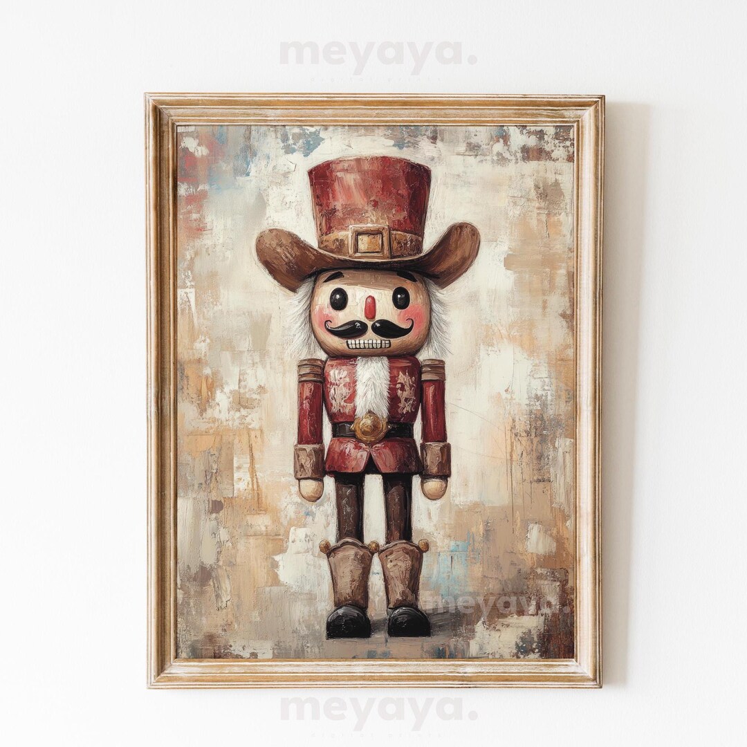Cowboy Nutcracker Print: Rustic Western Christmas Decor, Holiday Wall ...