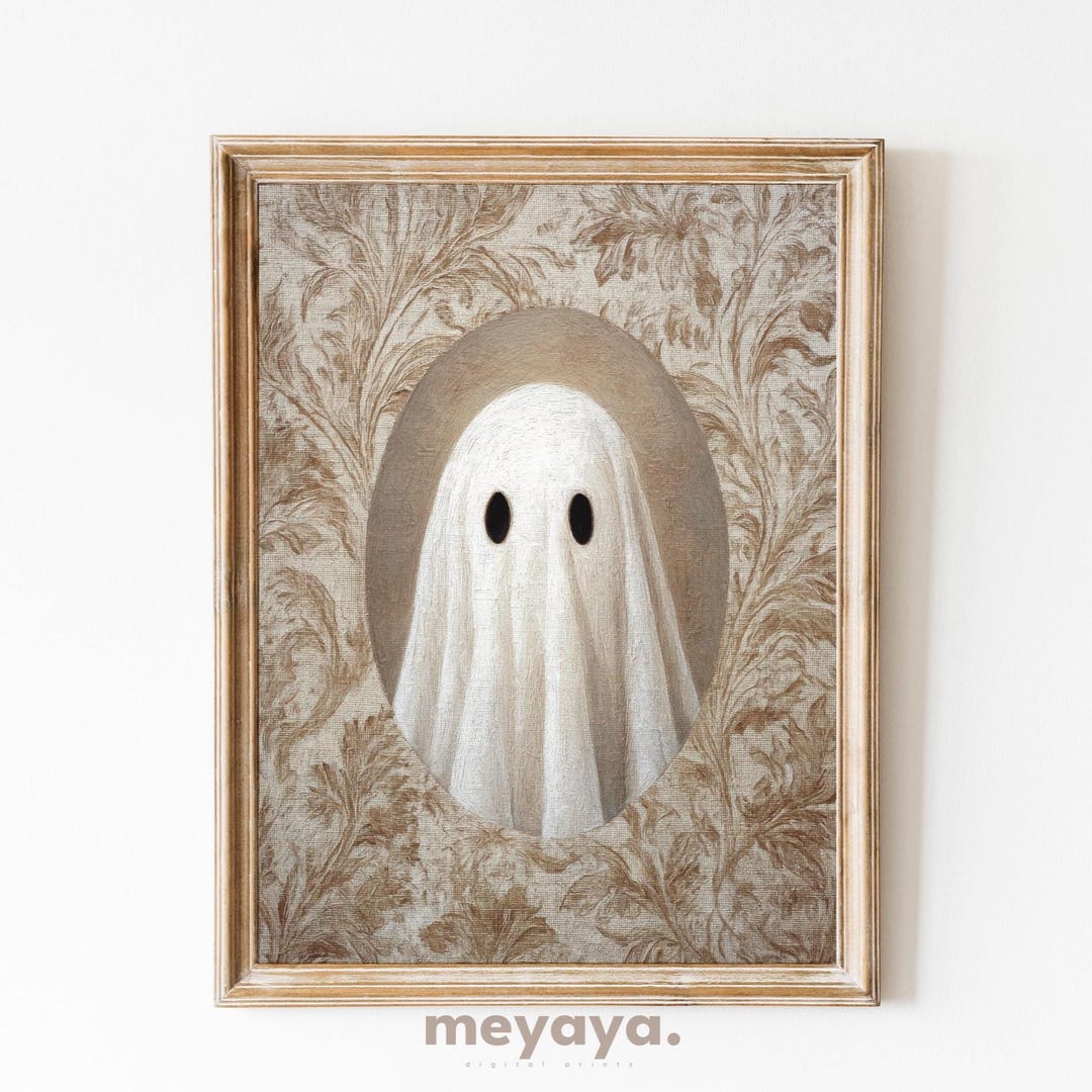Neutral Ghost Portrait Print, Whimsical Halloween Wall Art, Spooky Fall ...