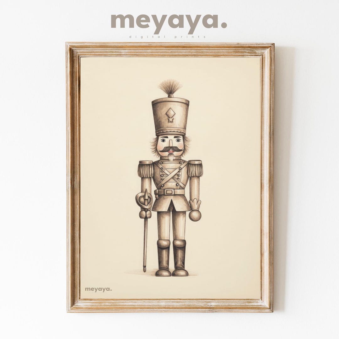 Neutral Nutcracker Christmas Print: Minimalist Holiday Decor, Xmas ...