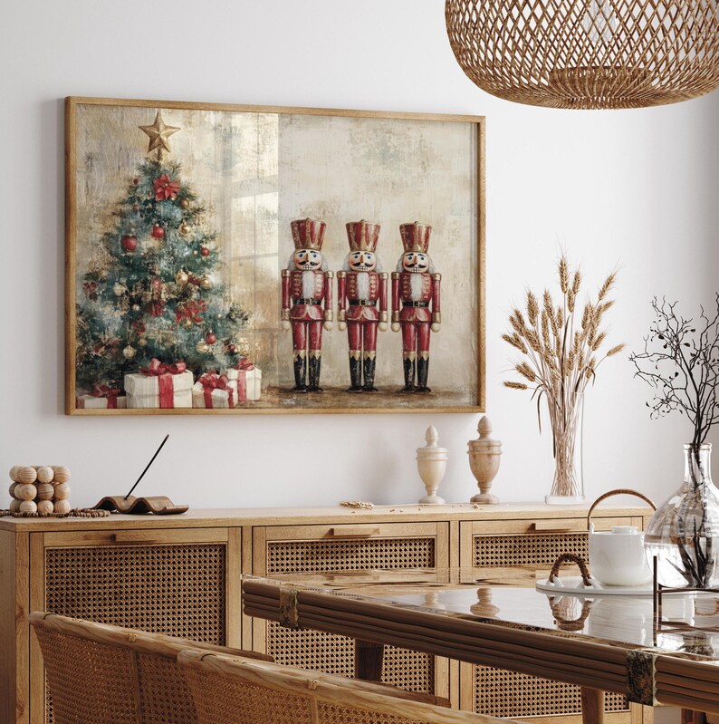 Christmas Nutcracker Print, Vintage Holiday Painting, Moody Print, Oil ...