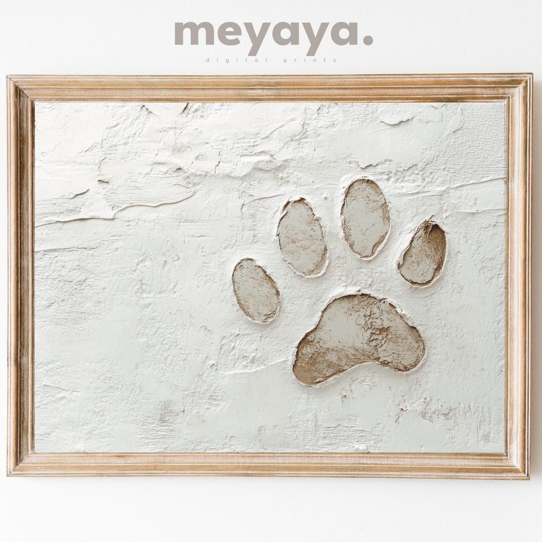 Rustic Pet Paw Print: Beige Farmhouse Dog Wall Art, Puppy Lover Gift ...