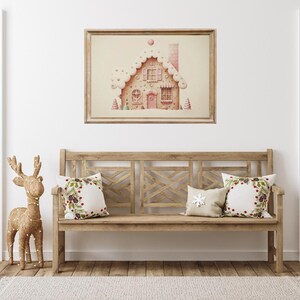 Gingerbread House Print. Christmas Pastel Decor, Holiday Girly Wall Art ...