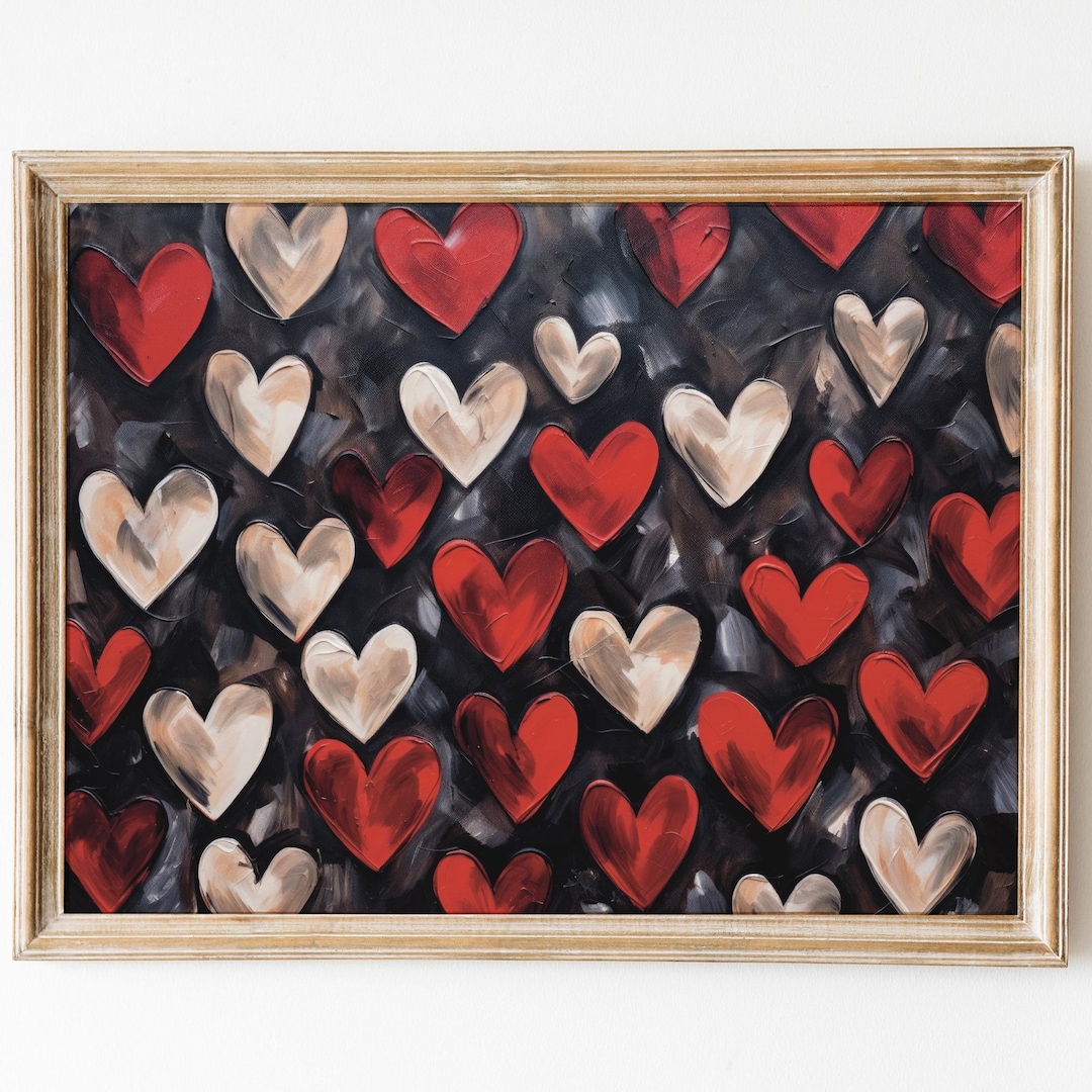 Valentine's Day Full of Hearts PRINTABLE Wall Art Vintage Valentine ...