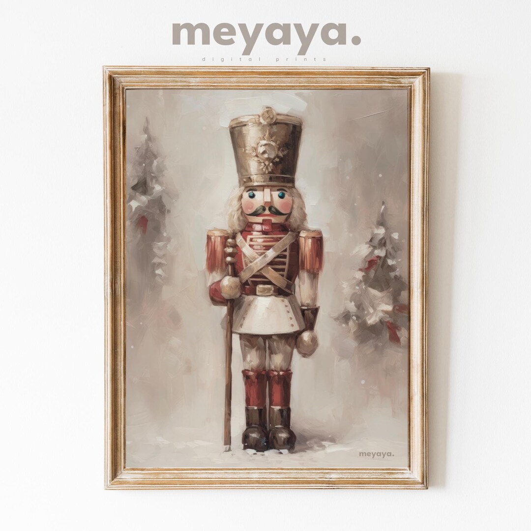 Vintage Nutcracker Oil Painting Print: Christmas Holiday Decor (digital ...