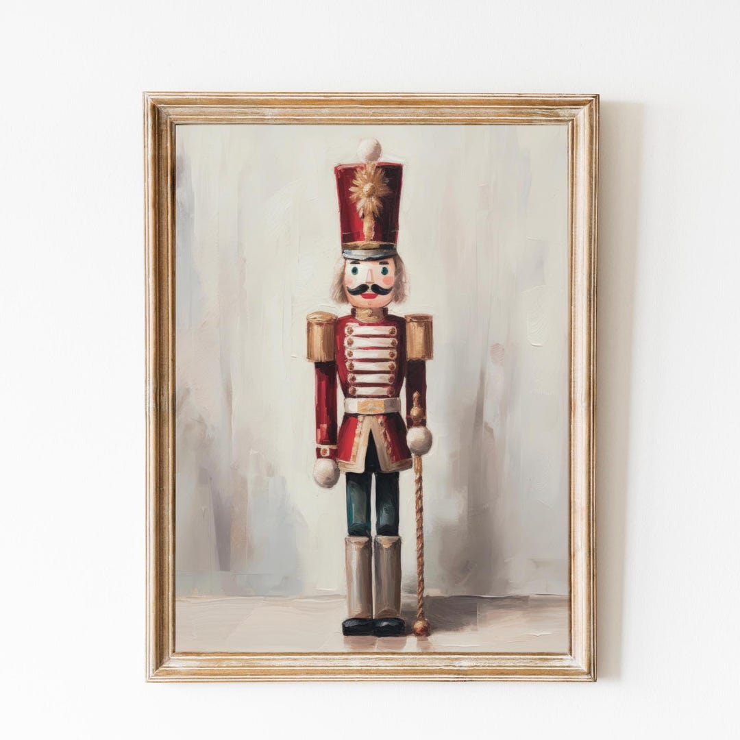 Minimalist Christmas Nutcracker Print. Vintage Nutcracker Painting ...