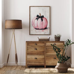 Pink Cute Pumpkin With Bow Print Girly Fall Printable Art Pink Coquette ...