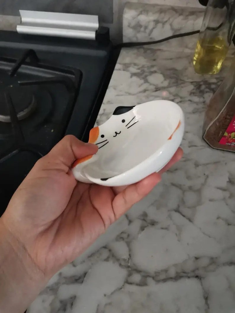 Charming Cat Ceramic Spoon Rests Stylish Stove Top Utensil Holder, Cute ...