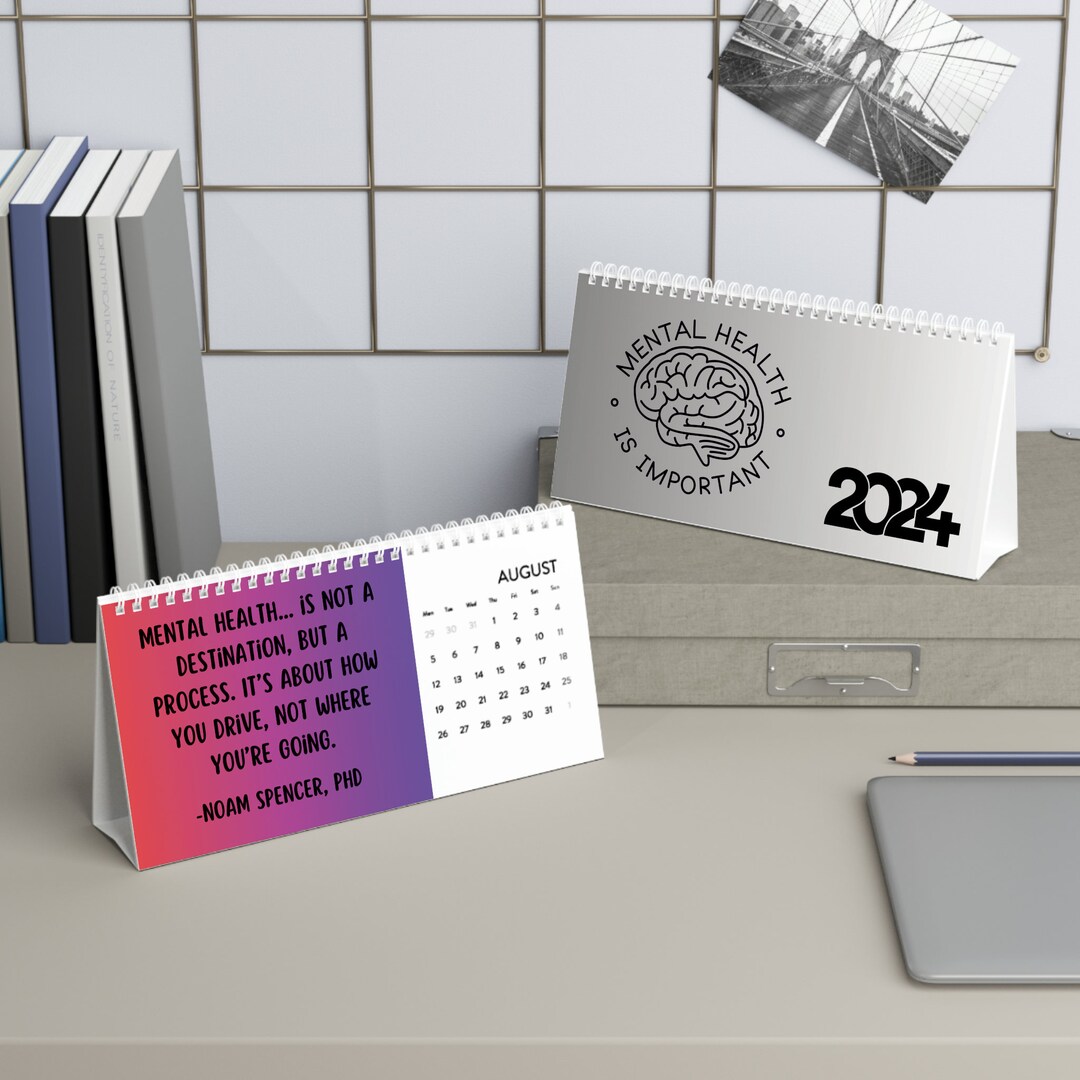 Mental Health Positivity Desk Calendar 2024 Grid - Etsy