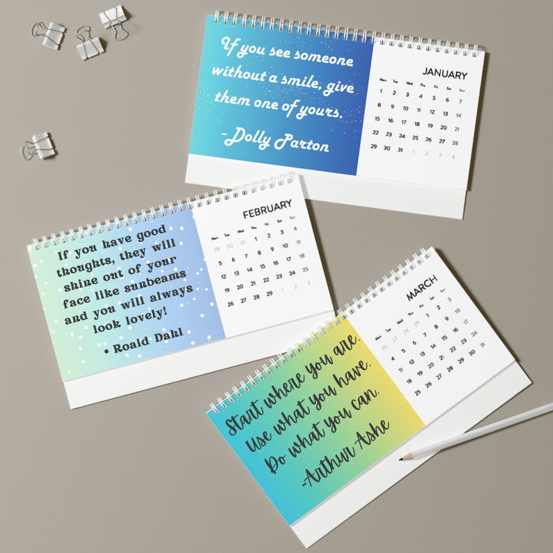 Mental Health Positivity Desk Calendar 2024 Grid - Etsy