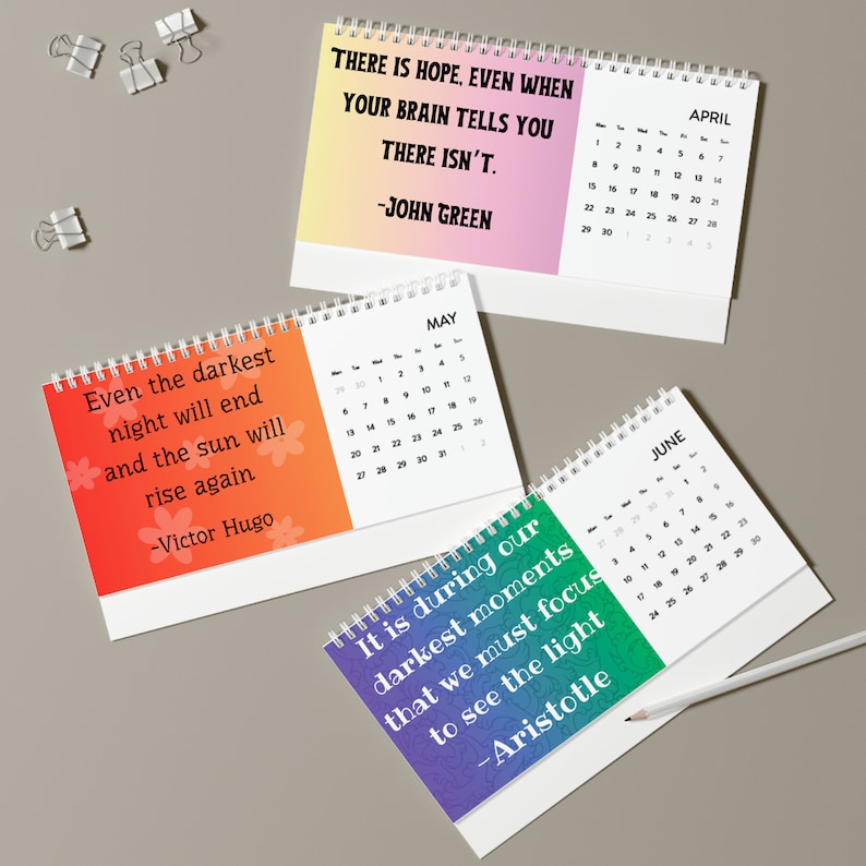 Mental Health Positivity Desk Calendar 2024 Grid - Etsy