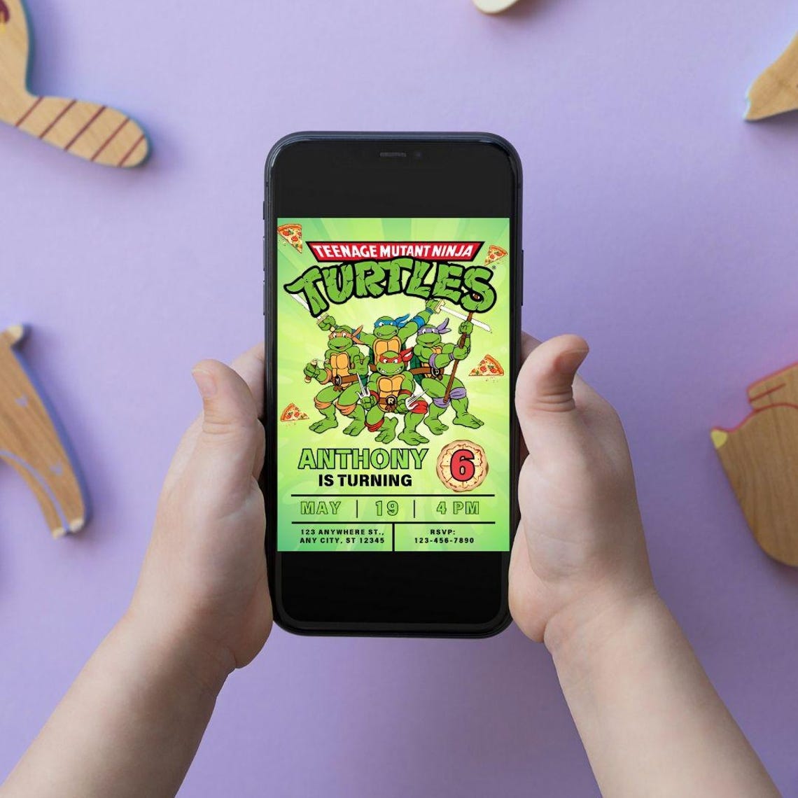 Editable Ninja Turtle Birthday Invitation Kids Birthday Gift Digital ...