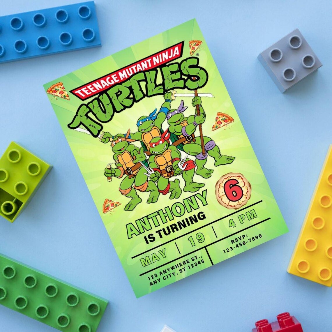 Editable Ninja Turtle Birthday Invitation Kids Birthday Gift Digital ...