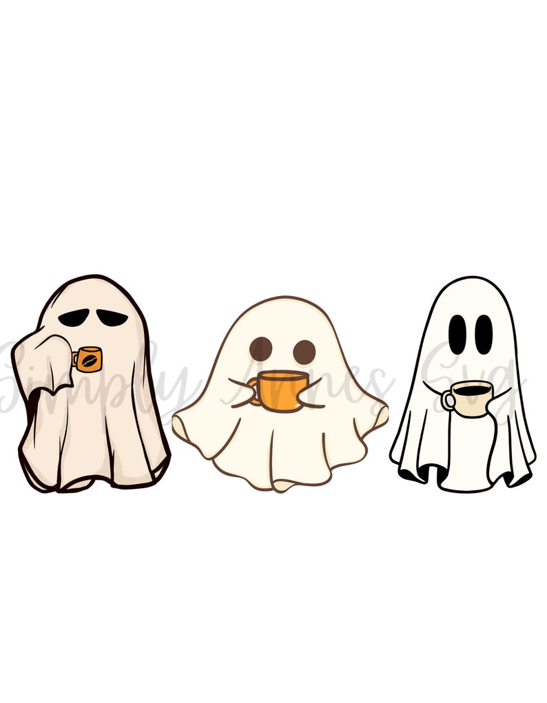 Cute Ghost Coffee Svg, Cute Ghost Svg, Cute Ghost Clipart Coffee Svg ...