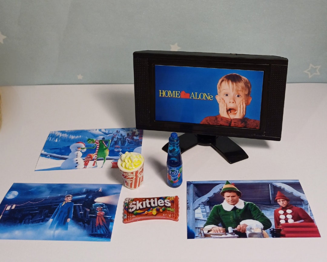 Elf Props, Miniature TV and Snacks Xmas Movies - Etsy