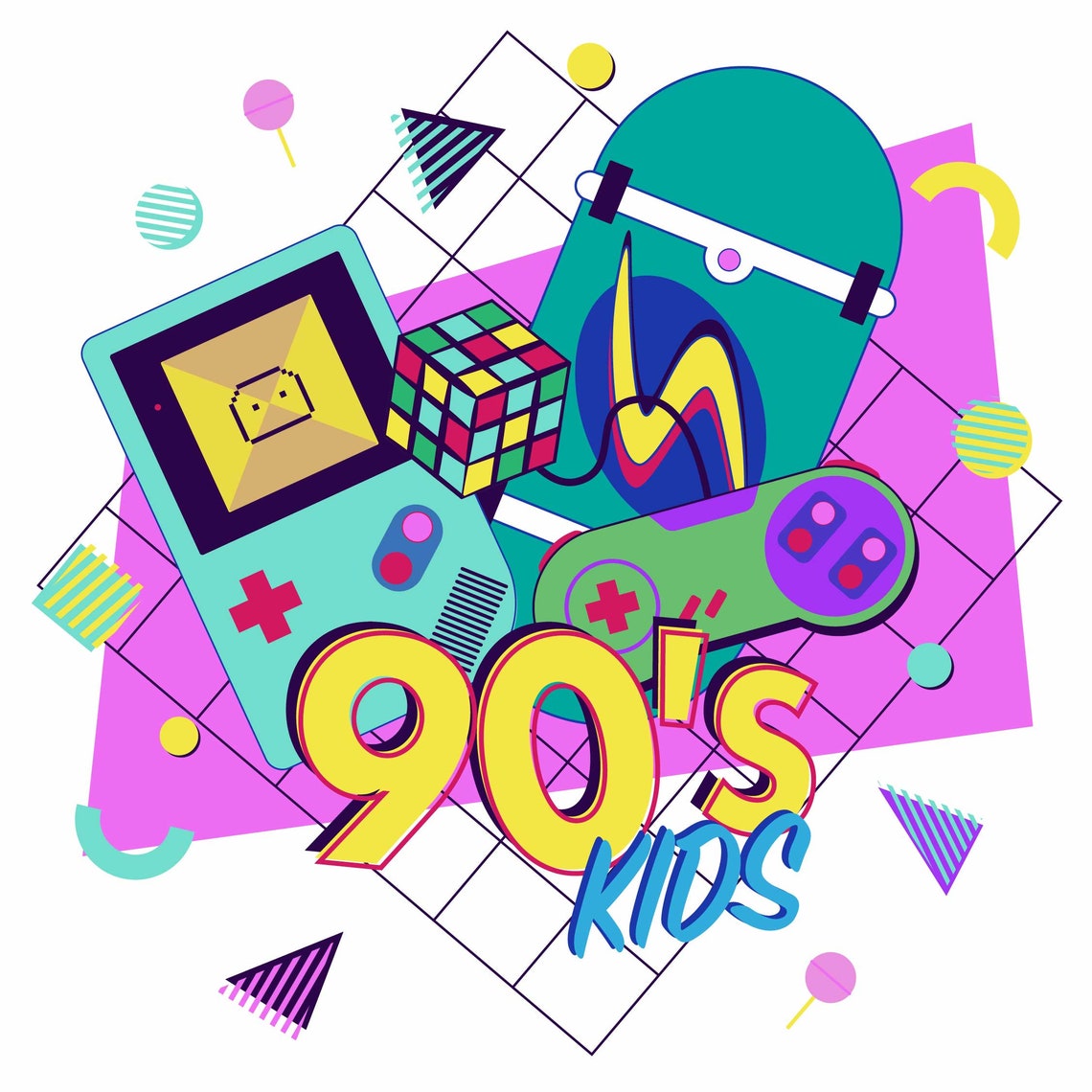 90s Set Bundle PNG Retro Icons Print for Shirt Style Sticker Picture ...