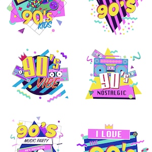 90s Set Bundle PNG Retro Icons Print for Shirt Style Sticker Picture ...