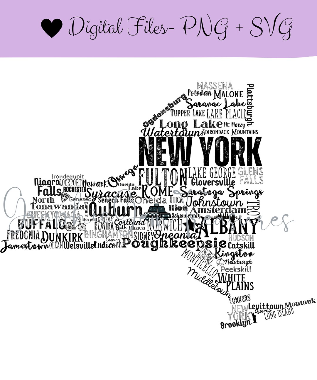 New York Map SVG, PNG, NY Cities, Cut File - Etsy
