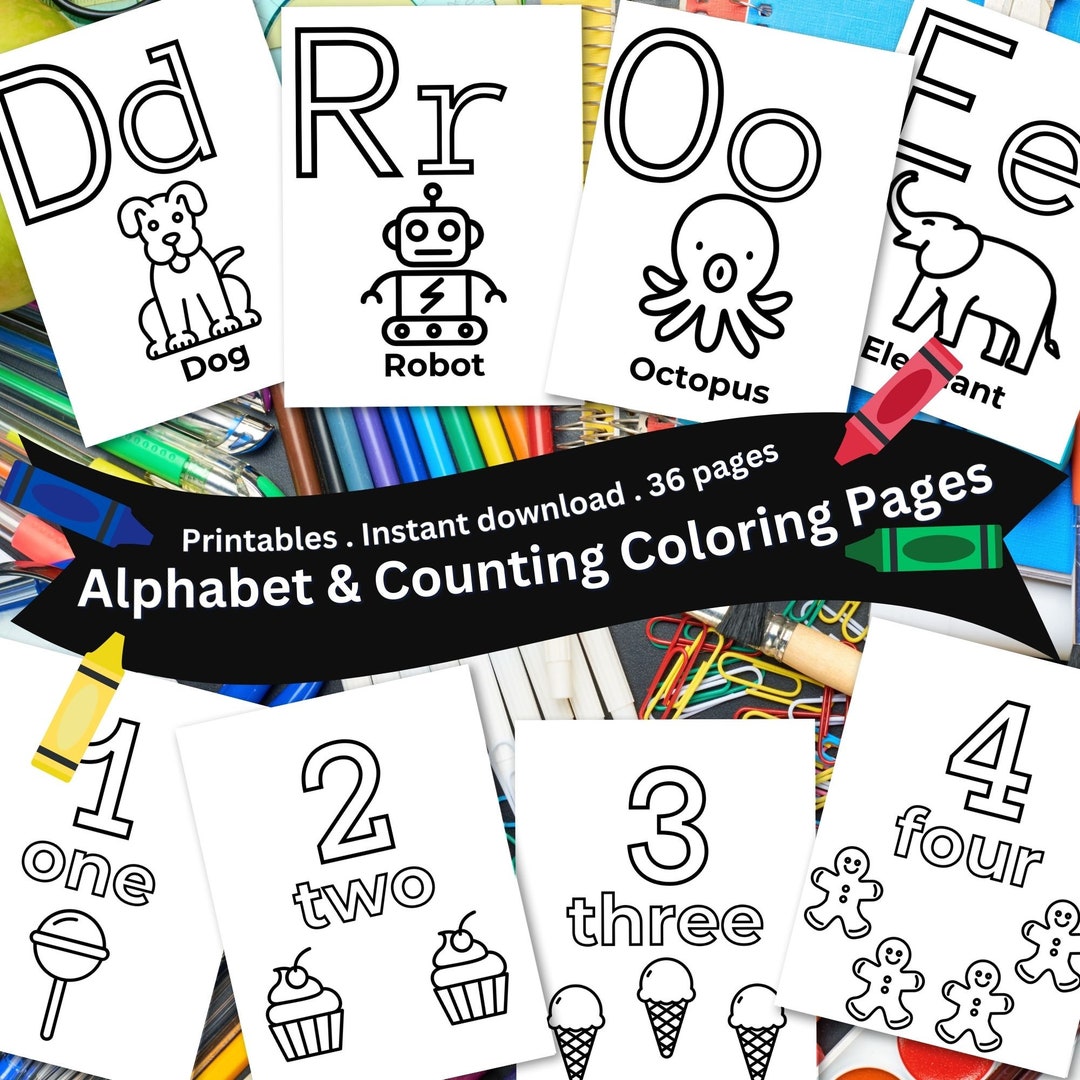 Kids Coloring Pages Alphabet & Counting Printable worksheets Homeschool ...