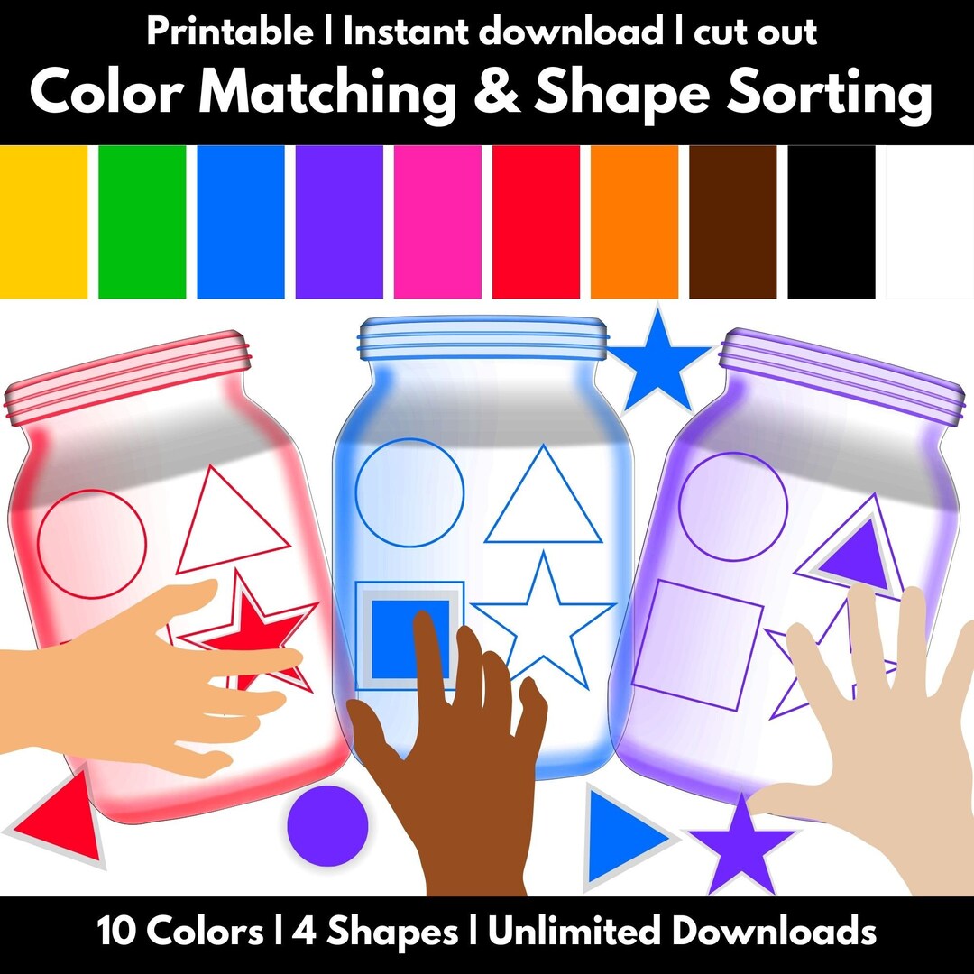 Color Matching Shape Sorting Learn Colors Preschool Worksheets ...
