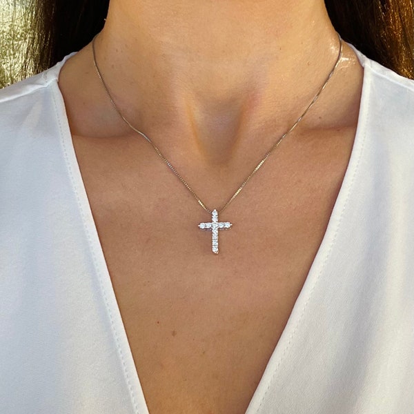 Lab Grown Diamond Cross Necklace - Etsy