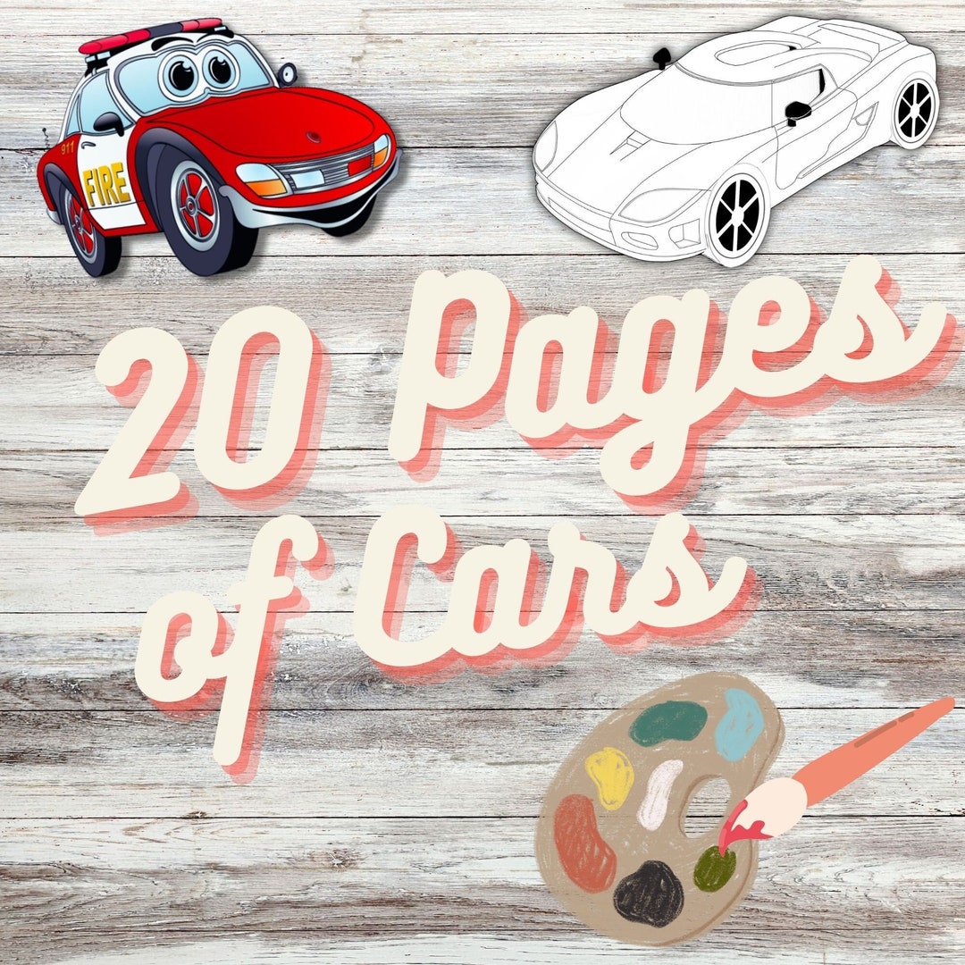 20 Pages of Kids Car Collection to Color - Etsy