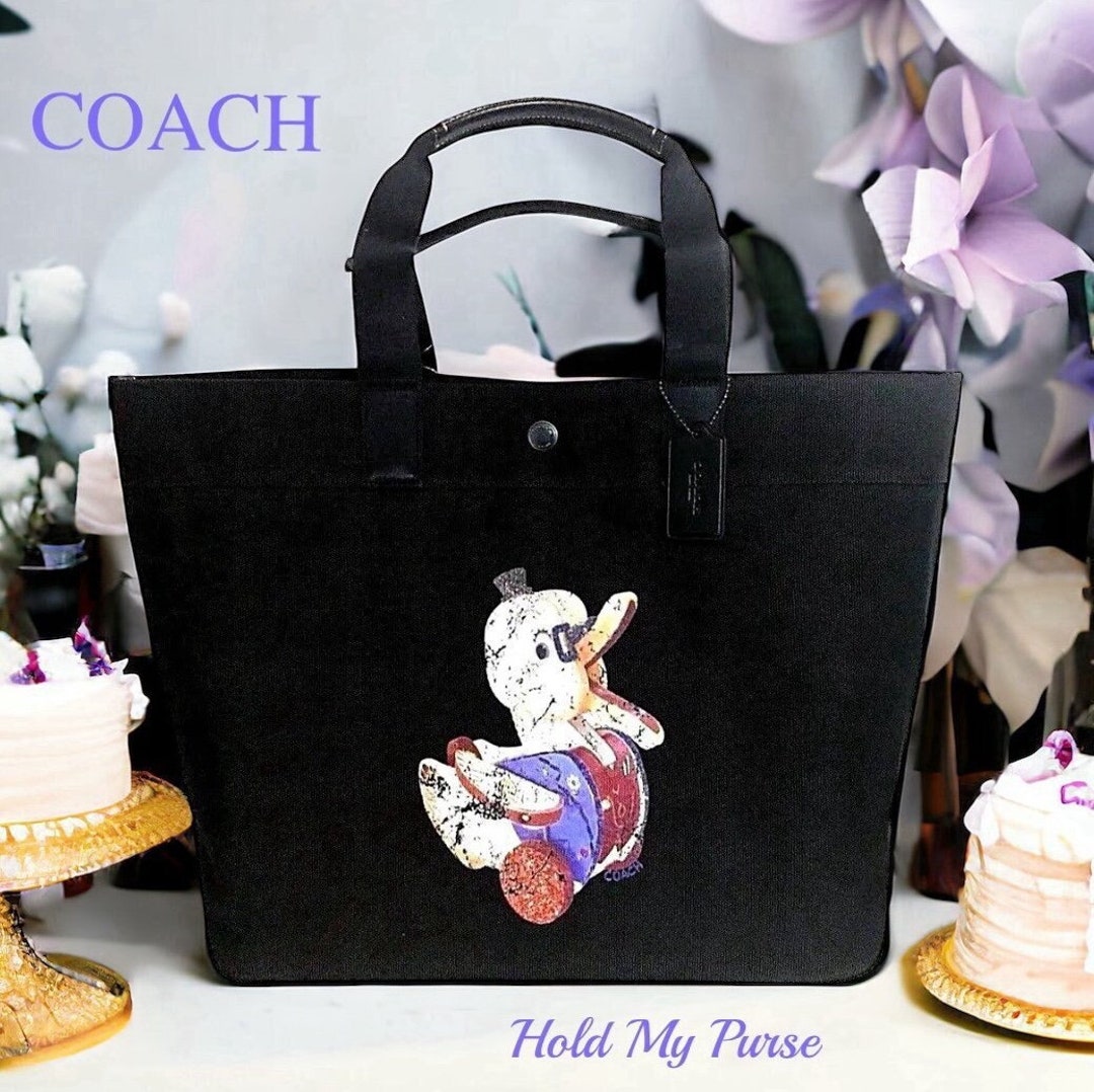 Coach Handbag Vintage Dr. Doodle Duck Fisher Price Large Black Tote Bag ...