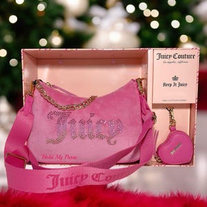 Juicy Couture Pink Rhinestone Logo Handbag Bag & Heart Coin Purse Gift ...
