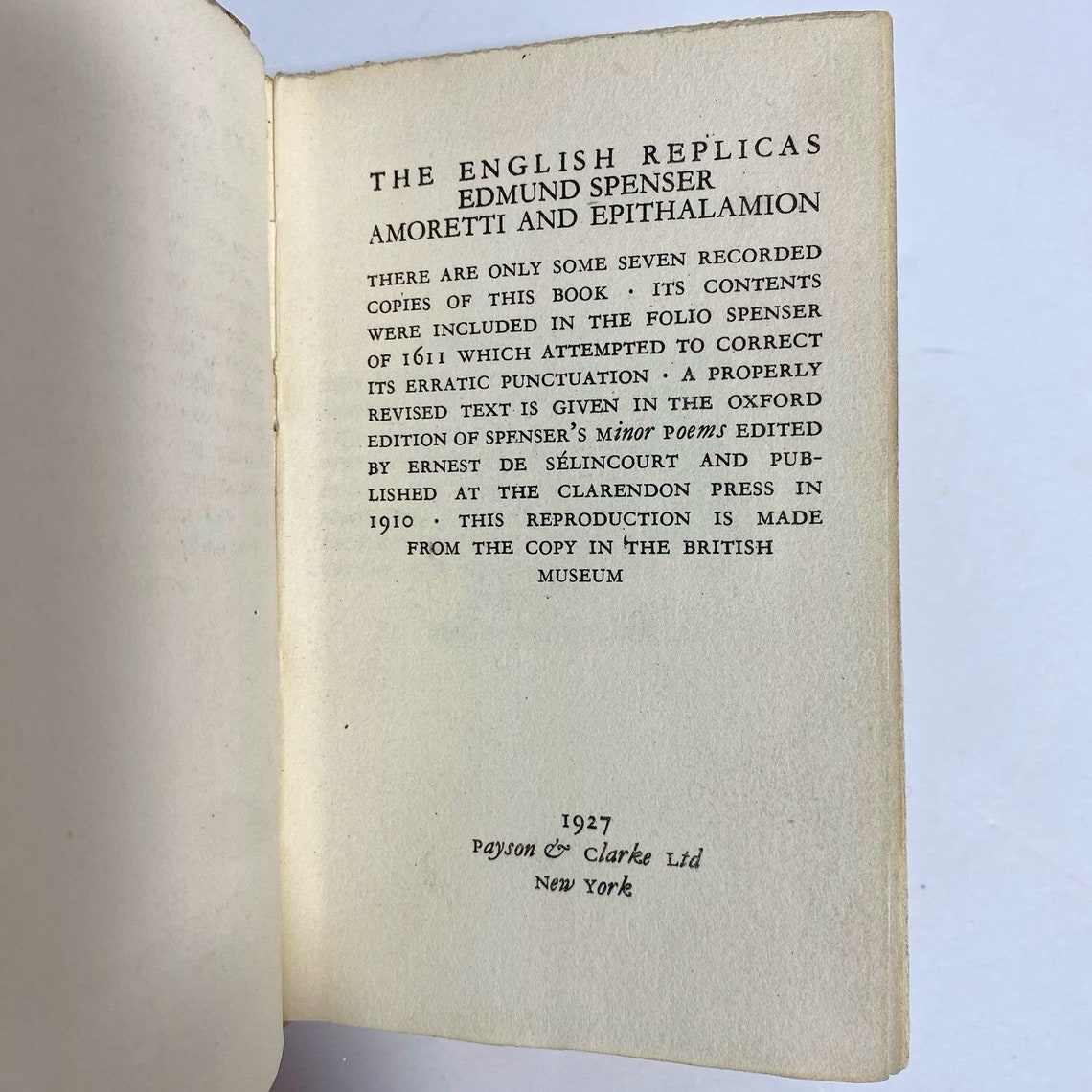 Edmund Spenser Amoretti & Epithalamion (the Noel Douglas Replicas) 1927 ...