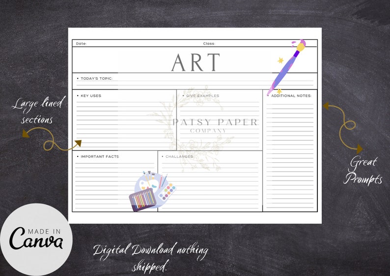 Art Notes Template - Etsy