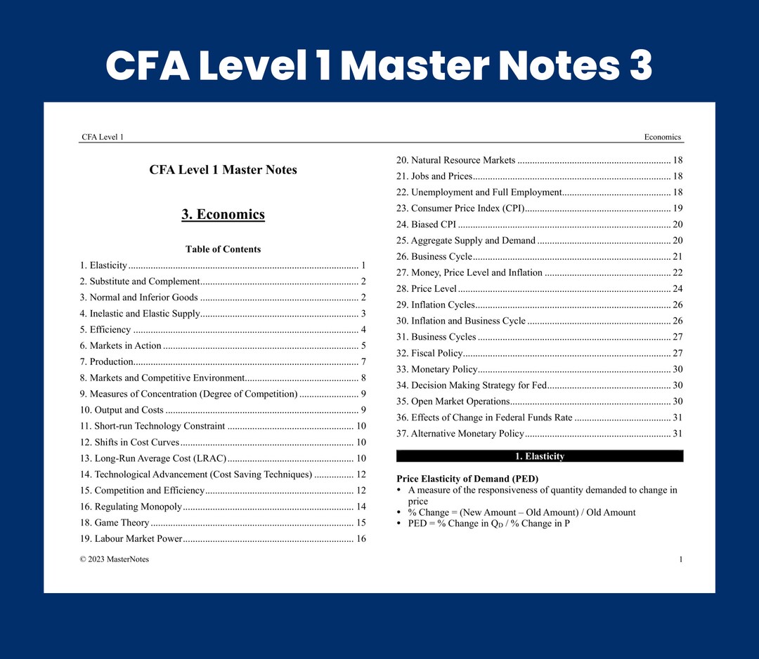 CFA Economics CFA Level 1 Exam 2023 Chartered Financial - Etsy