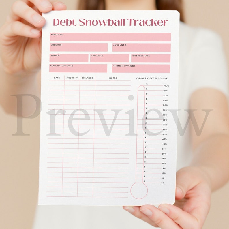 Debt Snowball Tracker Printable - 3 Colors & Styles - Instant Download ...