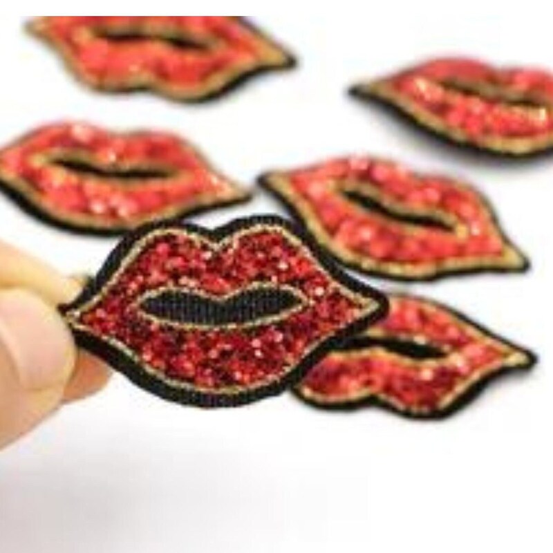 Red Iron on Lip Patches - Etsy