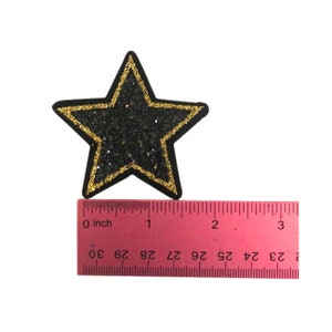 LARGE Sequin Star Patch, Black Gold Star Patch, Embroidered Star ...