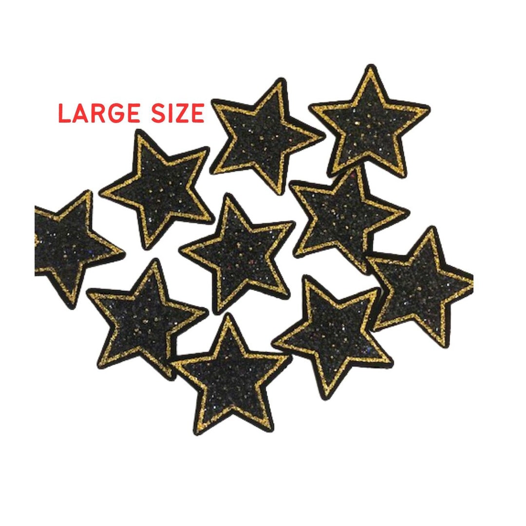 LARGE Sequin Star Patch, Black Gold Star Patch, Embroidered Star Patches, Iron on Patch Clothing ...